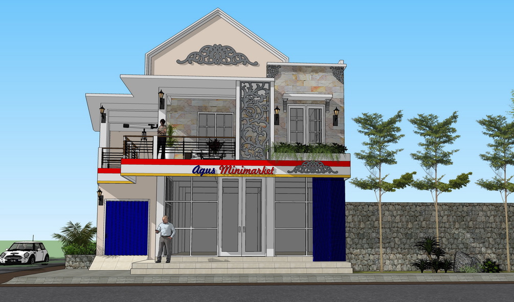 Desain ruko 12 x 12 meter, 2 lantai