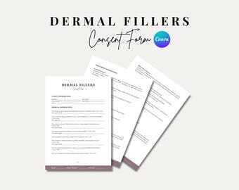 Editable Minimalist derma filler consent form, esthetician form, spa business