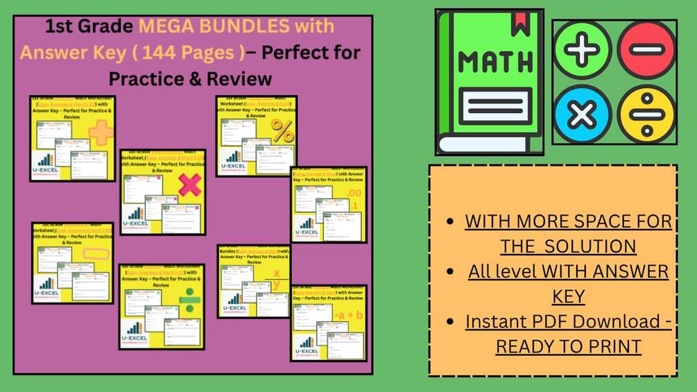 1st Grade Mega Operations Bundles with answer key - Perfect for ...