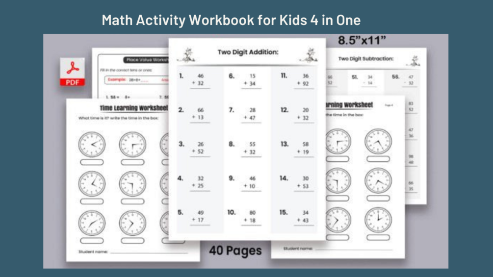 Math Activity Workbook for Kids 4 in One