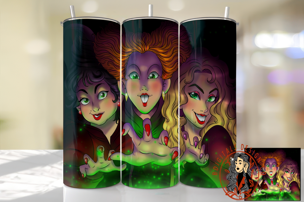 Hocus Pocus, Sanderson Sisters, 20oz Skinny Tumbler Sublimation Design ...