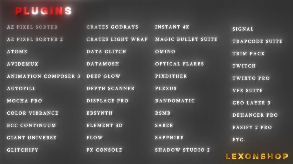 AFTER EFFECTS PLUGINS BUNDLE