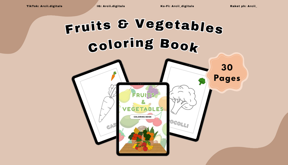 Fruits & Vegetables Coloring Book