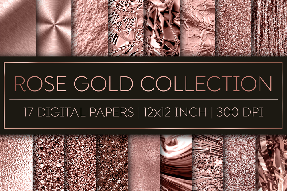 ROSE GOLD COLLECTION - 17 Metallic Textures, Foils, Digital Papers and ...