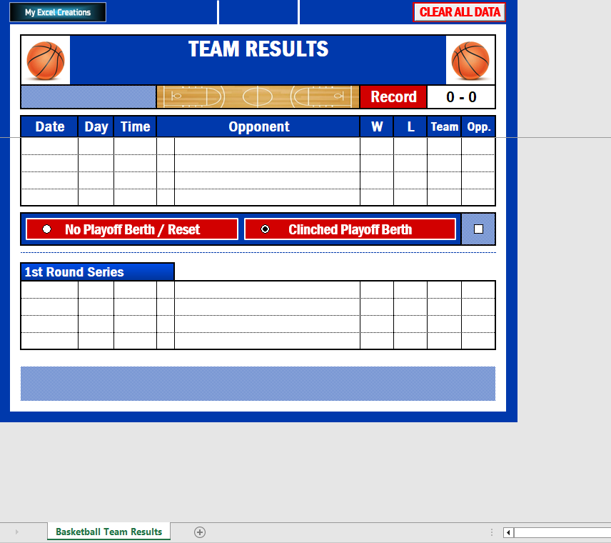 Microsoft Excel Spreadsheet - Basketball Team Results (FOR PC / LAPTOP ...