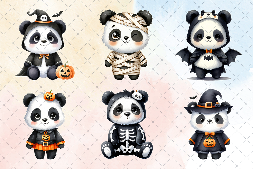 Spooky Panda Watercolor Sublimation Bundle
