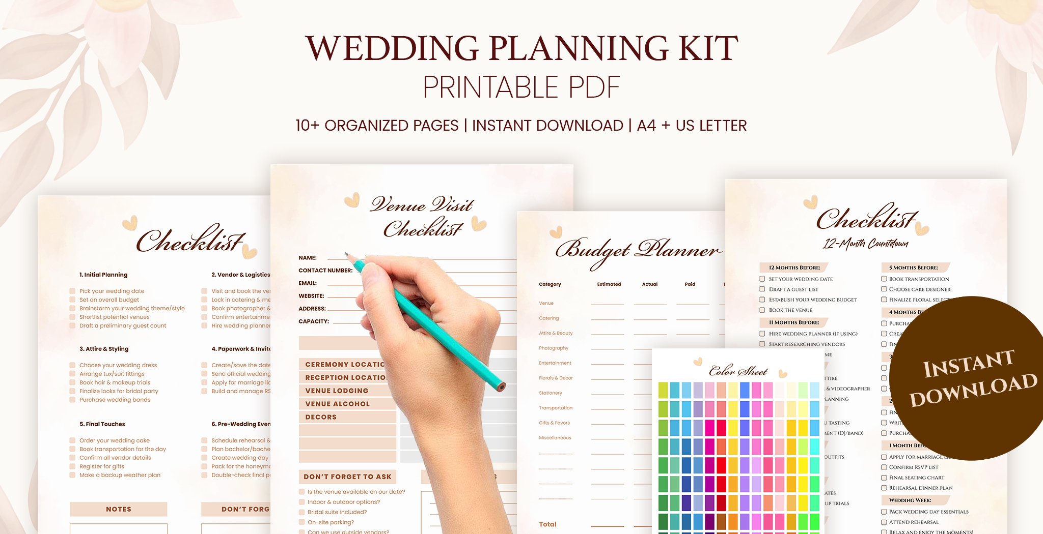 💍 Wedding Planning Kit – All-in-One Printable Organizer
