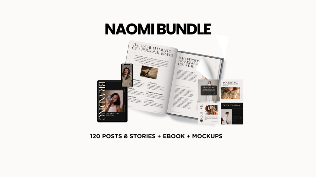 NAOMI Bundle: 120 Instagram Posts & Stories + Ebook + Mockups - Your Ultimate Content Toolkit
