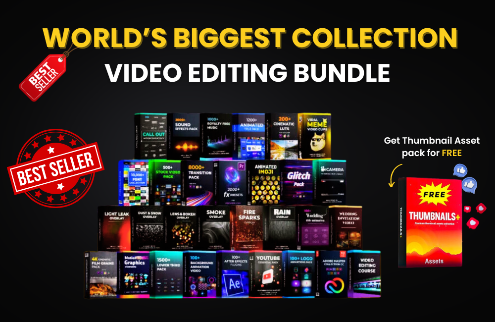 Biggest Video Editing Bundle (Motion Grapphics,SFX,BGM,Fonts,Assets)