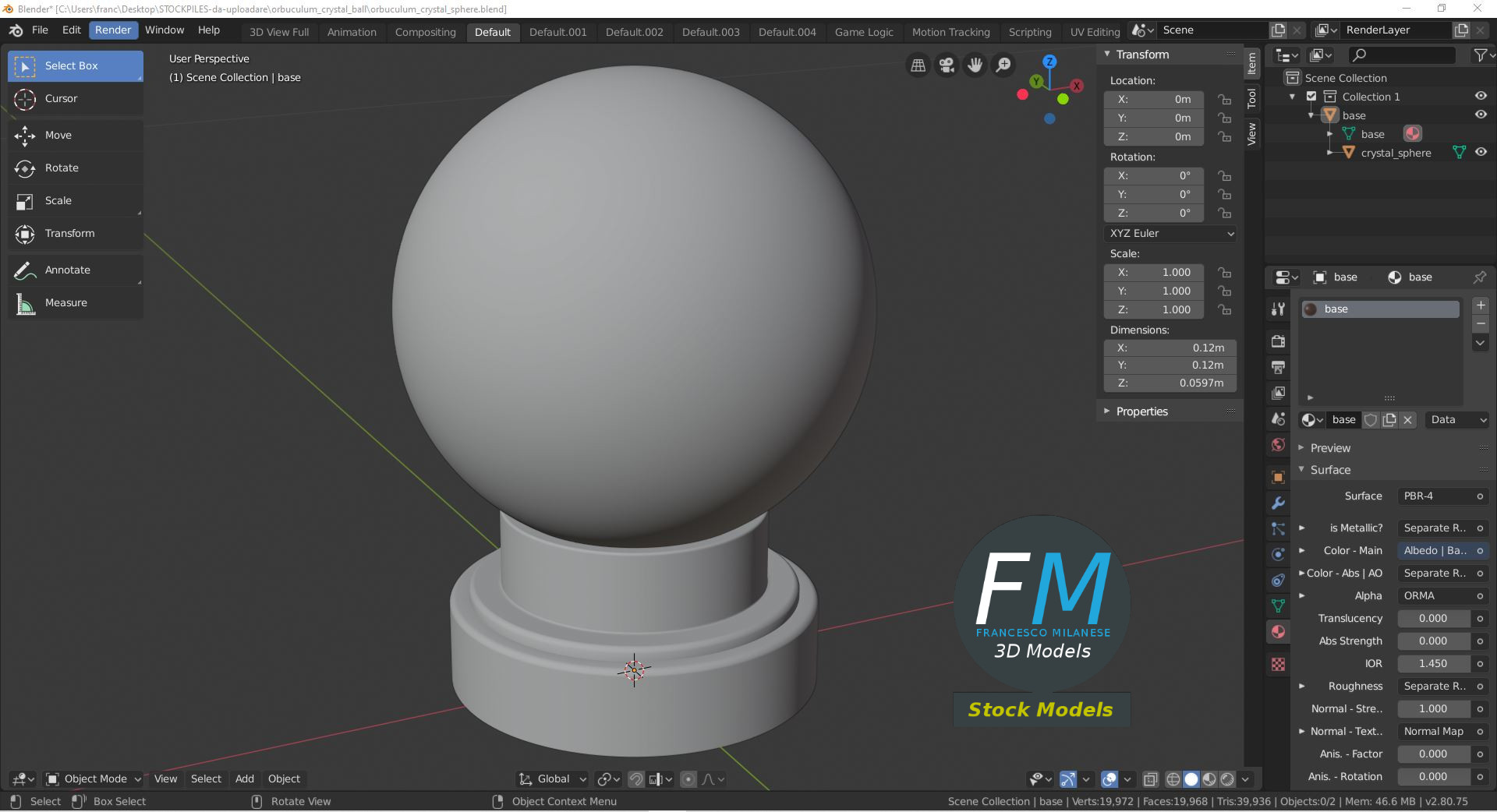 3D MODEL - Orbuculum crystal sphere