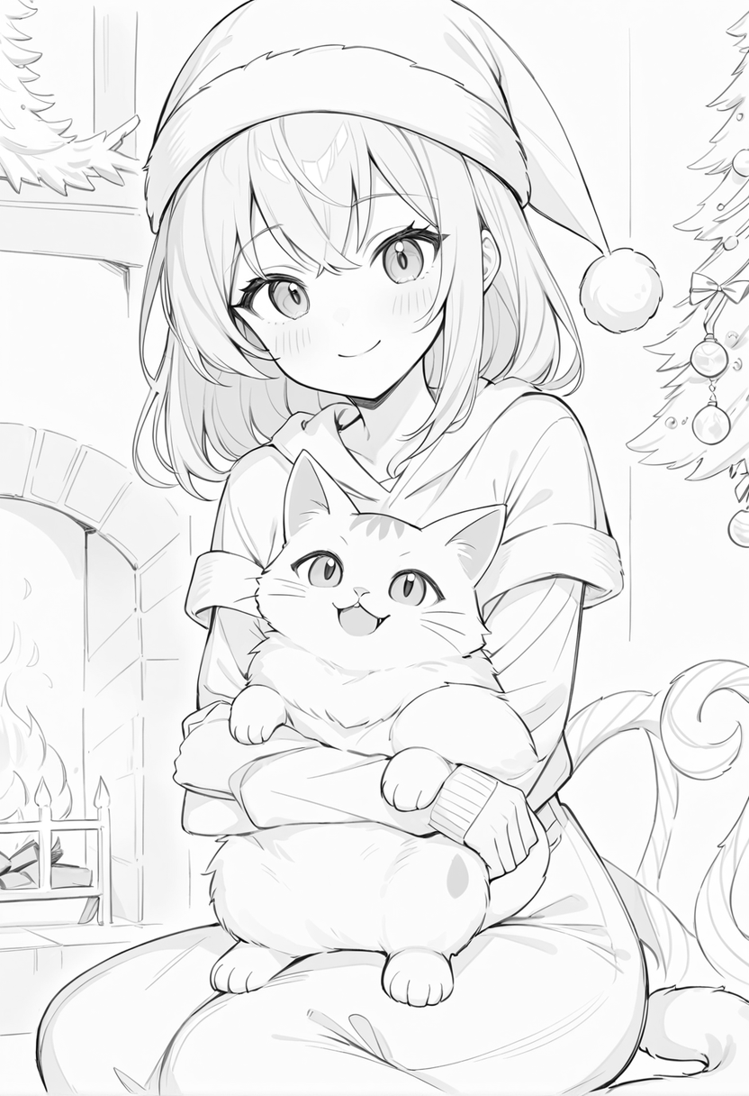 100 & 5 Christmas Anime Girls | Christmas Stress Relief Coloring Book ...