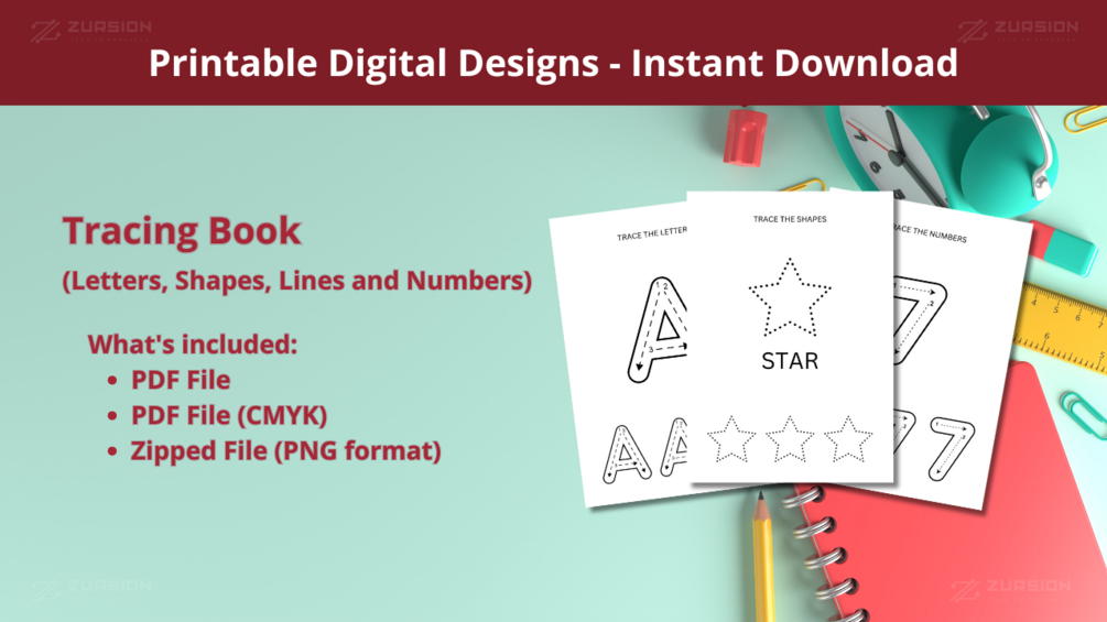 Printable Tracing Book for Kids - Alphabet, Lines, Shapes & Number ...
