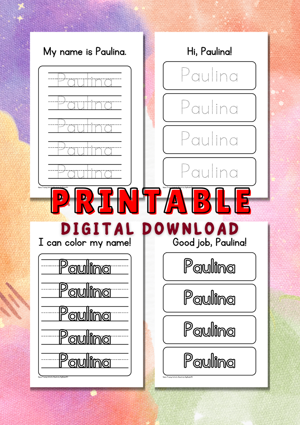 Custom Name Tracing Sheets for Kids, Customized Tracing Pages ...