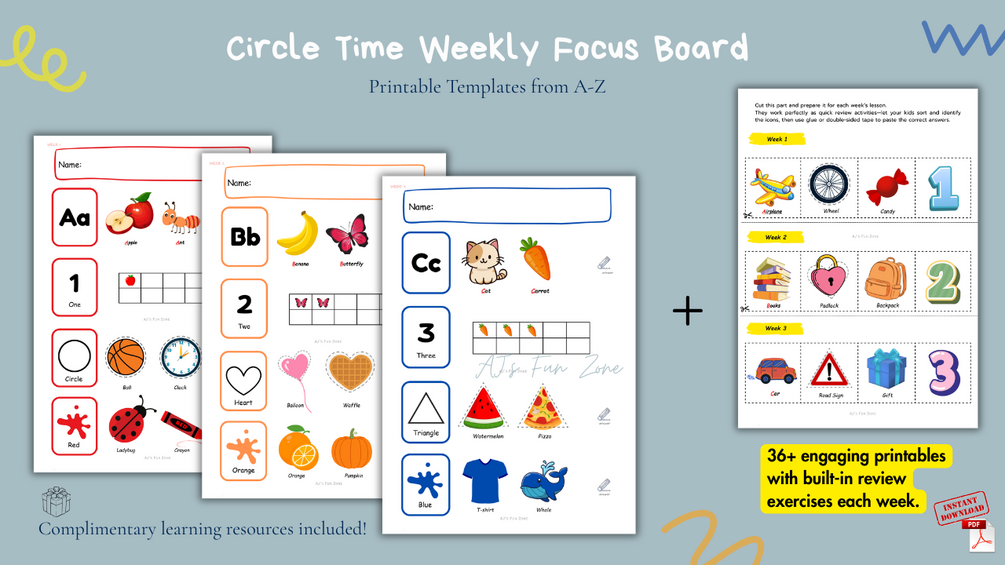 Circle Time Weekly Focus Board (Guide) w/ Complimentary Learning Resources