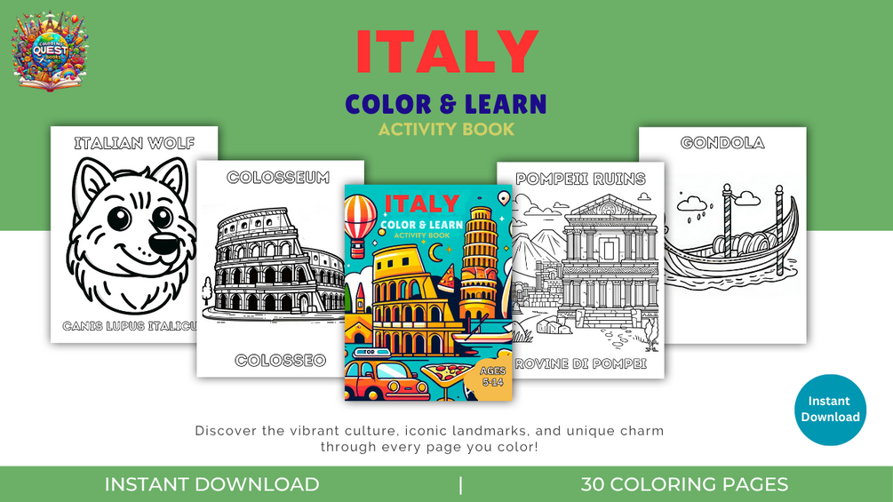Italy: Color & Learn Activity Book