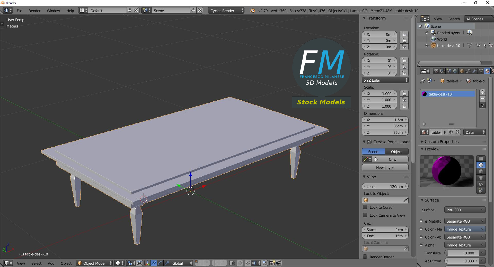 3D MODEL - Table desk 10