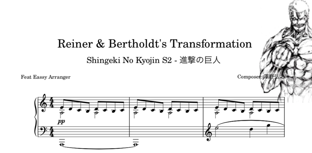 Reiner & Bertolt Transformation for Piano - Shingeki No Kyojin
