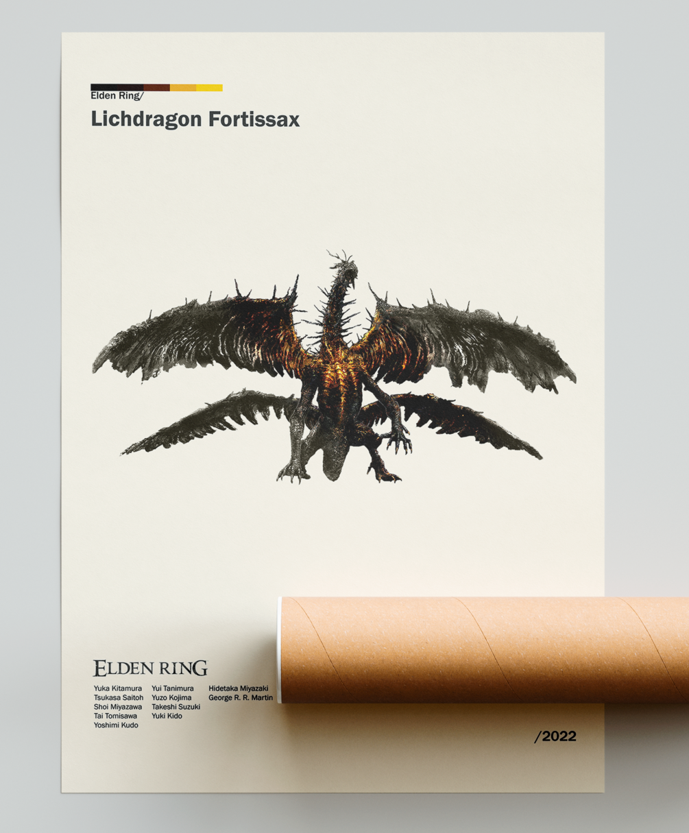 Lichdragon Fortissax - Elden Ring Minimal Poster