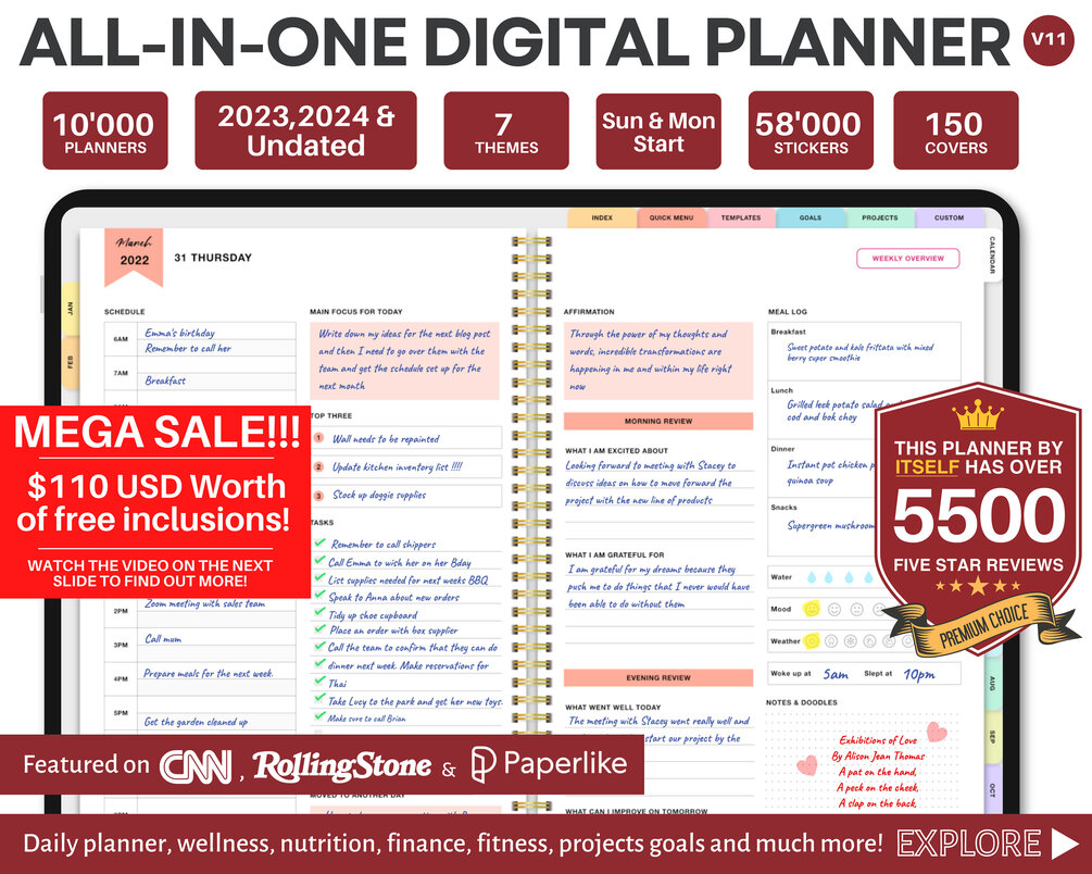 Digital Planner 2023 2024 Mid year Undated ipad goodnotes notability ...