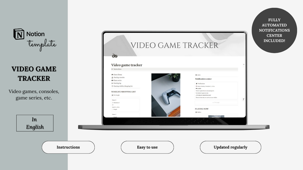 Notion template Video Game Tracker
