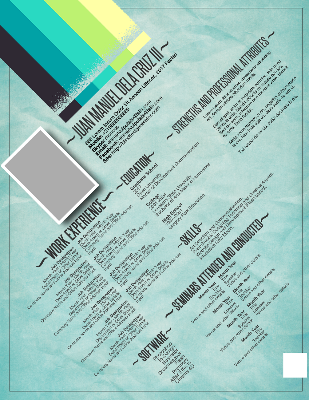 Creative CV - Typographic Resume Editable Template PSD