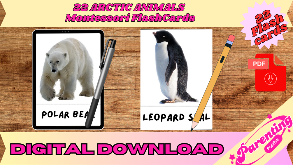 ARCTIC ANIMALS • 22 Editable Montessori Cards • Flash Cards ...