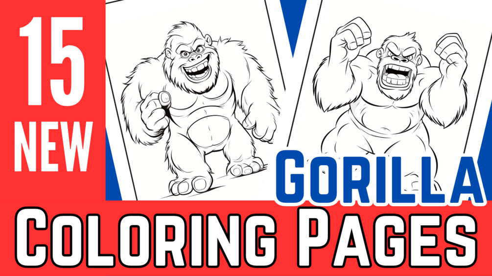 15 Pages of Cute Happy Gorilla Animal Coloring Pages Printable