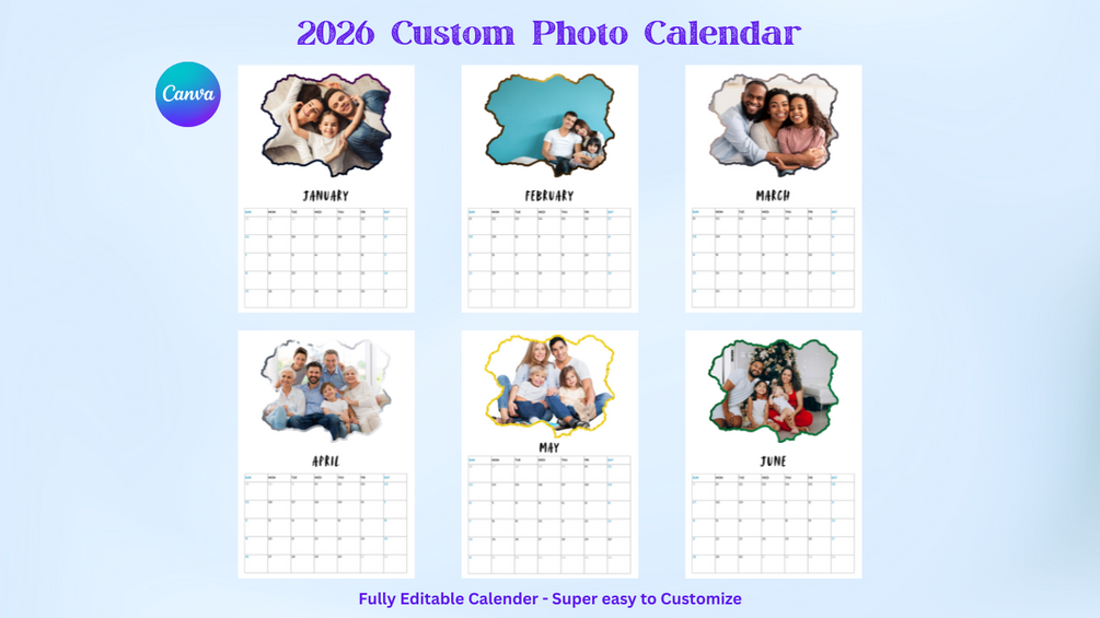 2026 Custom Photo Calendar | Canva Editable Template
