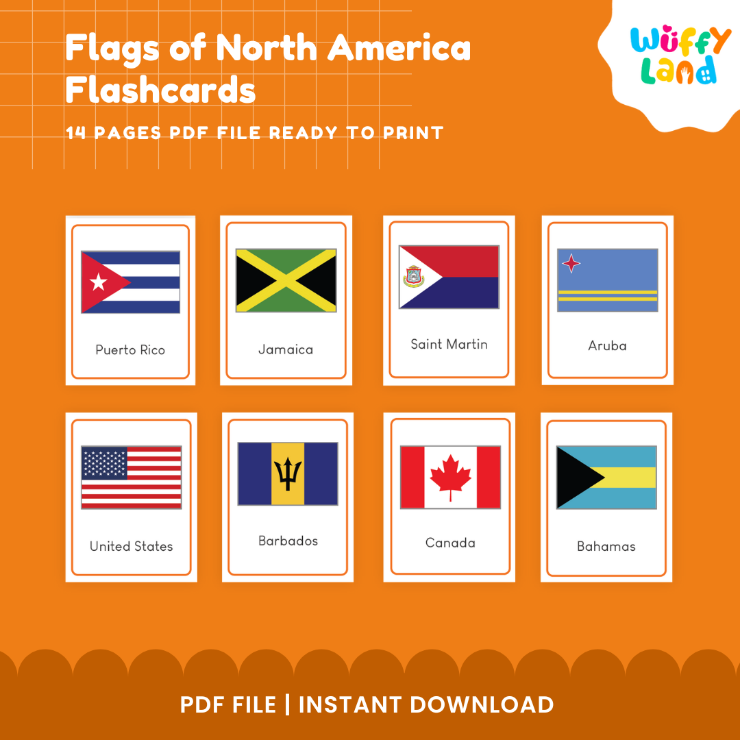 Explore North America: Printable Flags Flashcards for Kids ...