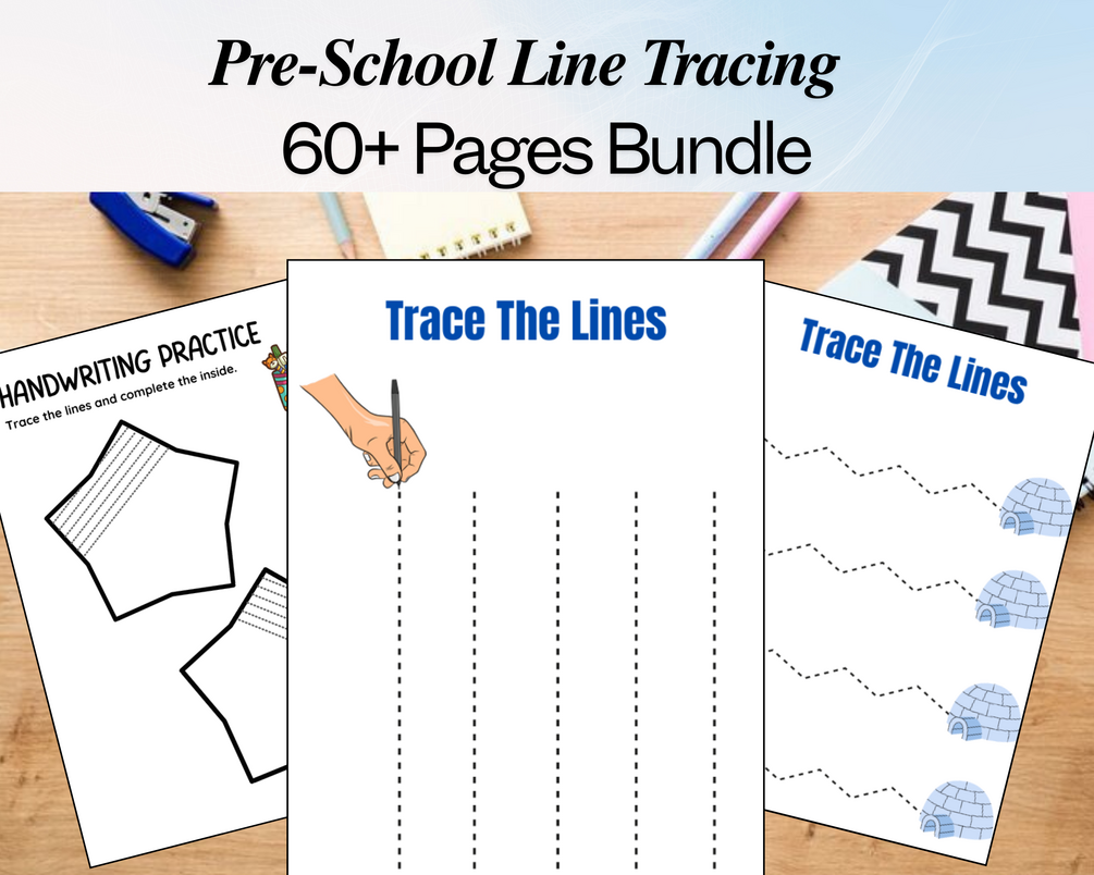 60+ Page Line Tracing Worksheets for Preschool & Kindergarten: Fun ...