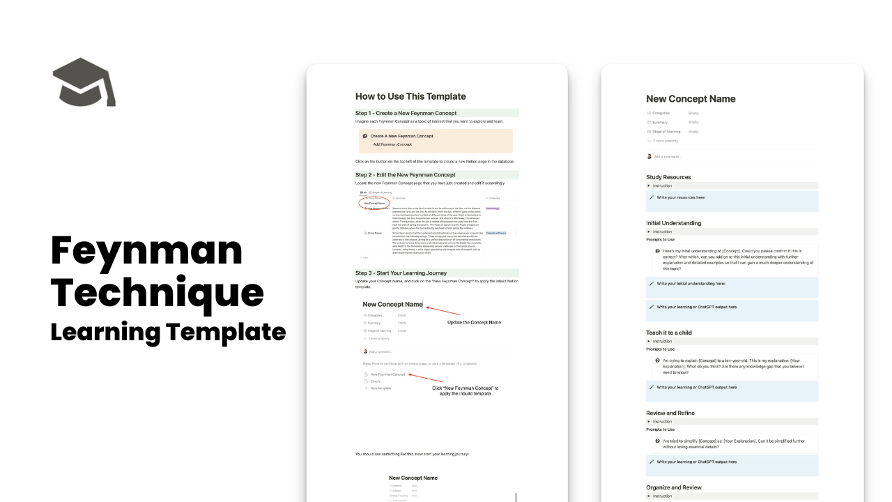 Feynman Technique Learning Template - Notion Circles