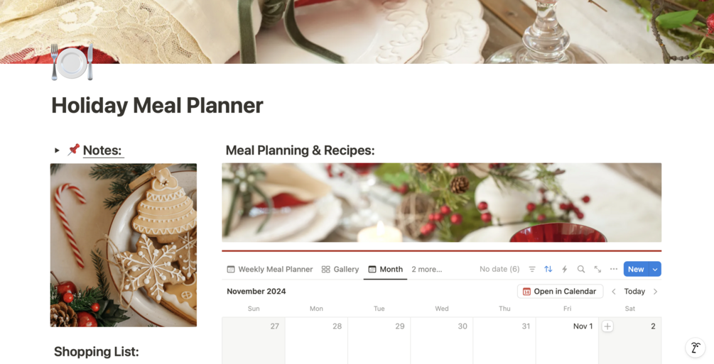 🎄 Simplify Your Holiday Meal Planning with Notion! 🎄