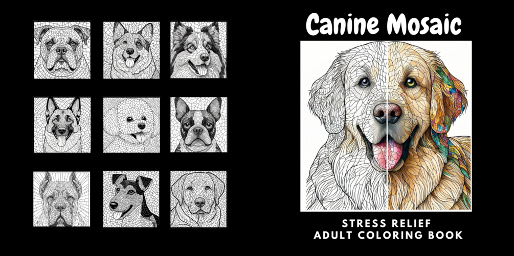 Canine Mosaic: Stress Relief Coloring Book for Adults